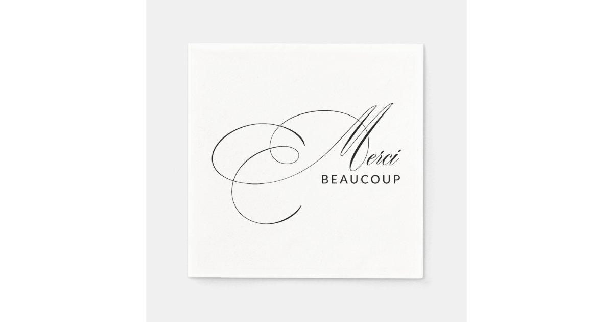 Merci Beaucoup Elegant Calligraphy Thank You Napkins | Zazzle