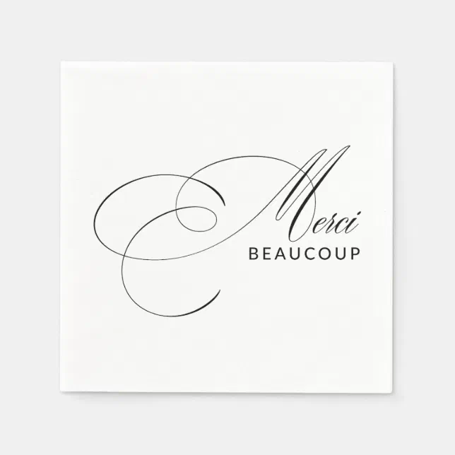Merci Beaucoup Elegant Calligraphy Thank You Napkins | Zazzle