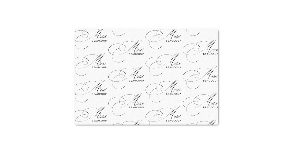 Merci Beaucoup Elegant Calligraphy Thank You Tissue Paper | Zazzle