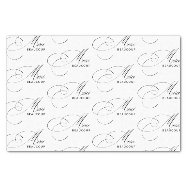 Merci Beaucoup Elegant Calligraphy Thank You Tissue Paper | Zazzle