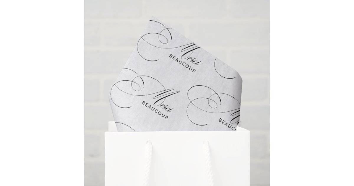 Merci Beaucoup Elegant Calligraphy Thank You Tissue Paper | Zazzle