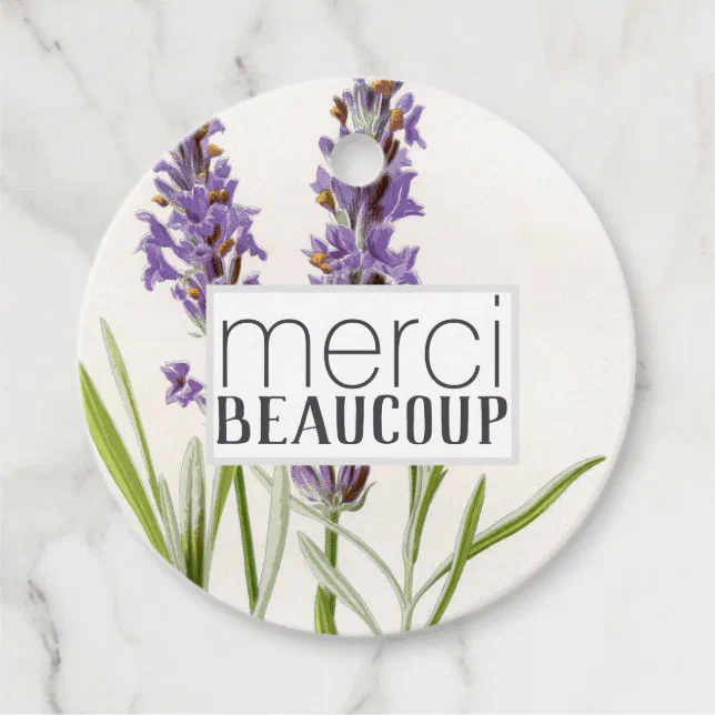 Merci Beaucoup Thank You Lavender Favor Tags | Zazzle