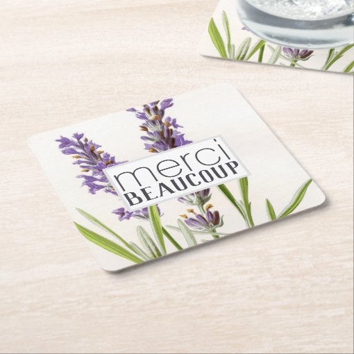 Merci Beaucoup Thank You Lavender Paper Coasters | Zazzle