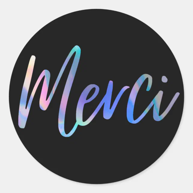 Merci Colors Elegant Thank You Classic Round Sticker | Zazzle
