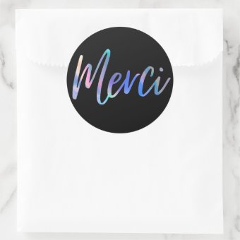 Merci Colors Elegant Thank You Classic Round Sticker | Zazzle
