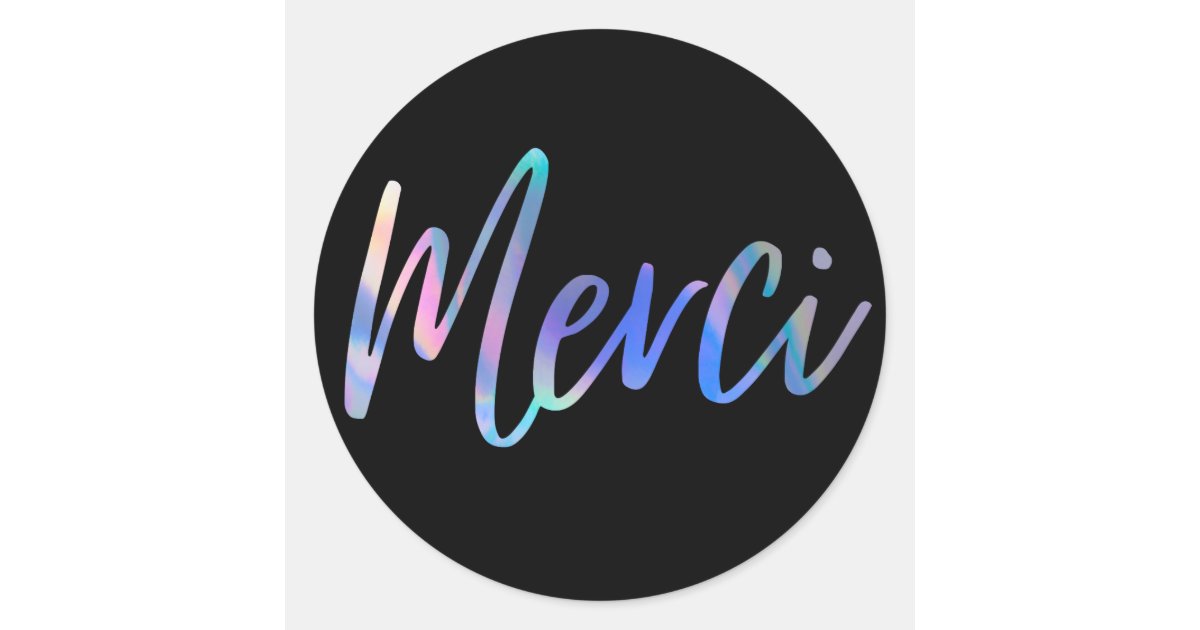 Merci Colors Elegant Thank You Classic Round Sticker | Zazzle