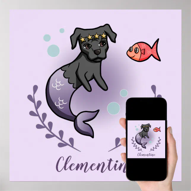 Merdog, Mermaid Dog, Princess, Nursery Room Poster | Zazzle