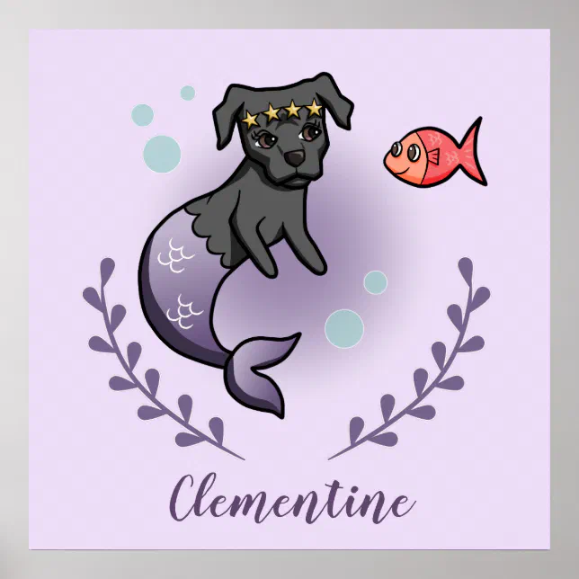 Merdog, Mermaid Dog, Princess, Nursery Room Poster | Zazzle