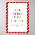 MERI Christmas Eat Drink & Be Merry Food Table Poster | Zazzle