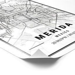 Merida - Mexico Ligth City Map Photo Print | Zazzle