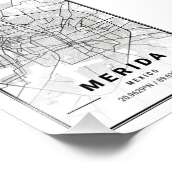 Merida - Mexico Ligth City Map Photo Print | Zazzle