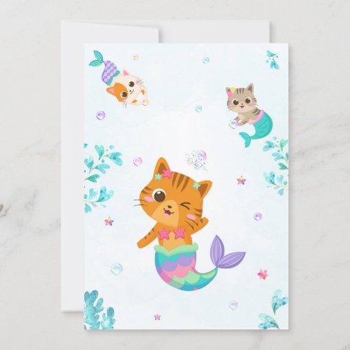Merkitten birthday invitation Girl Magical party | Zazzle