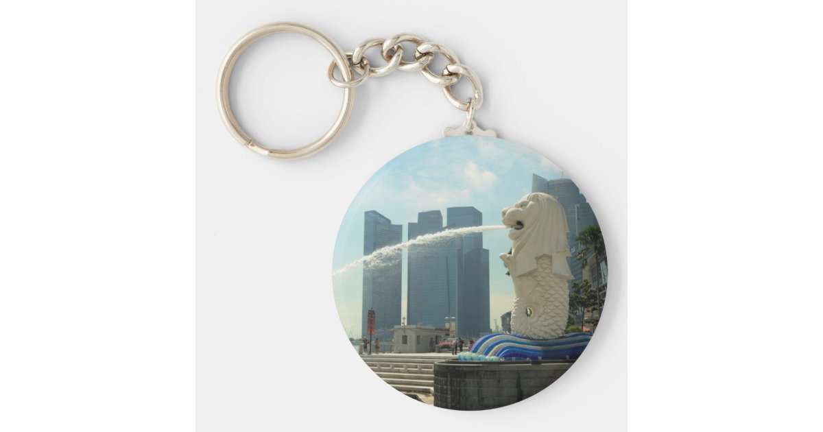 Merlion Sculpture Singapore Keychain | Zazzle