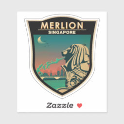 Merlion Singapore Travel Vintage Art Sticker | Zazzle