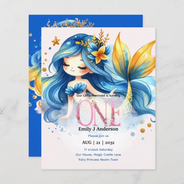 Mermaid 1st Birthday Fairytale Birthday | Zazzle