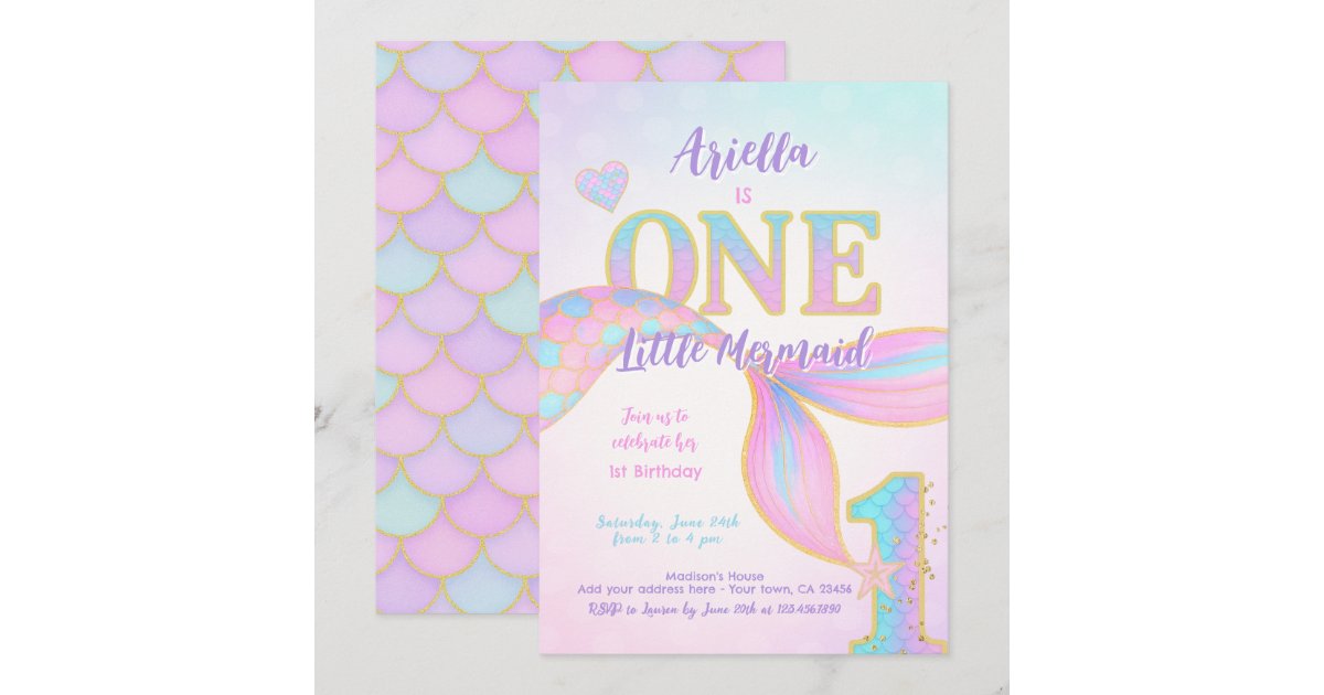 Mermaid 1st Birthday Invitation | Zazzle