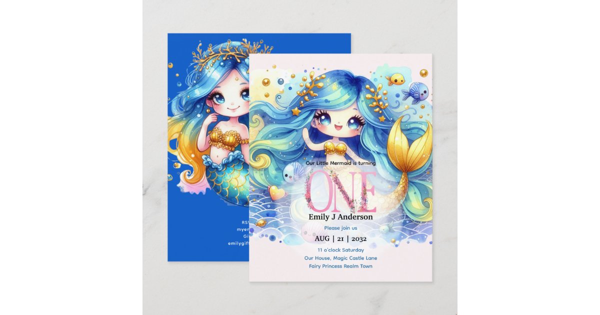 Mermaid 1st Birthday Under The Sea Birthday | Zazzle