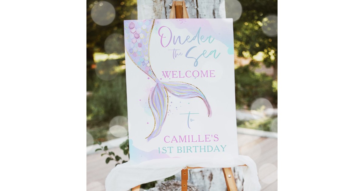 Mermaid 1st Birthday Under The Sea Mermaid Welcome Foam Board | Zazzle