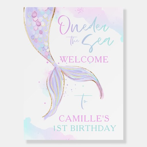 Mermaid 1st Birthday Under The Sea Mermaid Welcome Foam Board | Zazzle