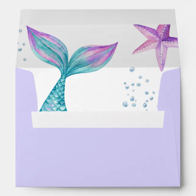 Mermaid 5th Birthday Dive into Five Envelope | Zazzle