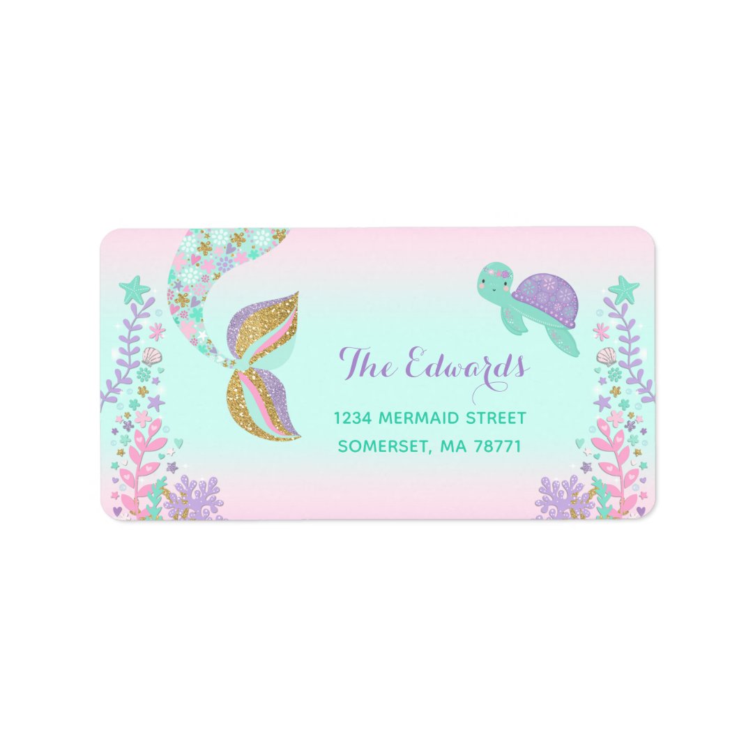 Mermaid Address Labels Magical Mermaid Party | Zazzle