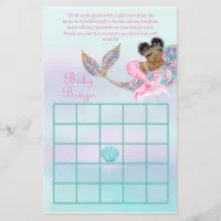 Mermaid African American baby shower games Bingo