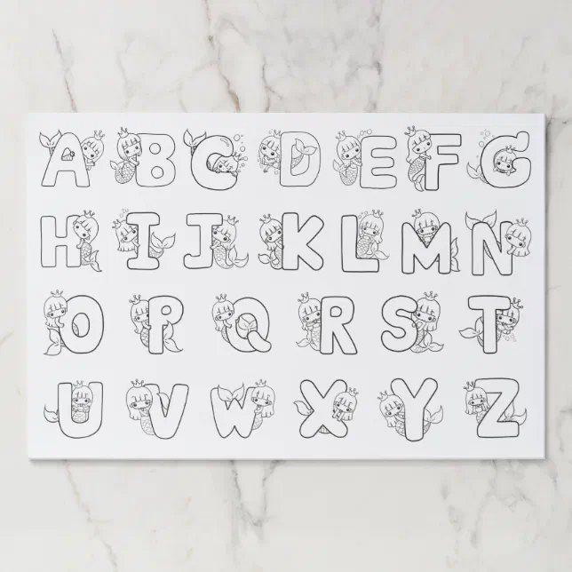 Mermaid Alphabet Coloring Activity Paper Pad | Zazzle