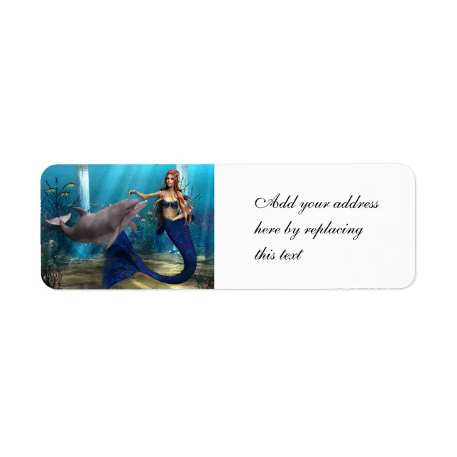 Mermaid and Dolphin Label | Zazzle
