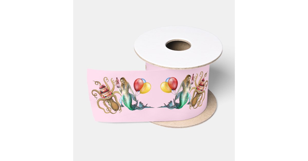 Mermaid and Octopus Party Ribbon | Zazzle
