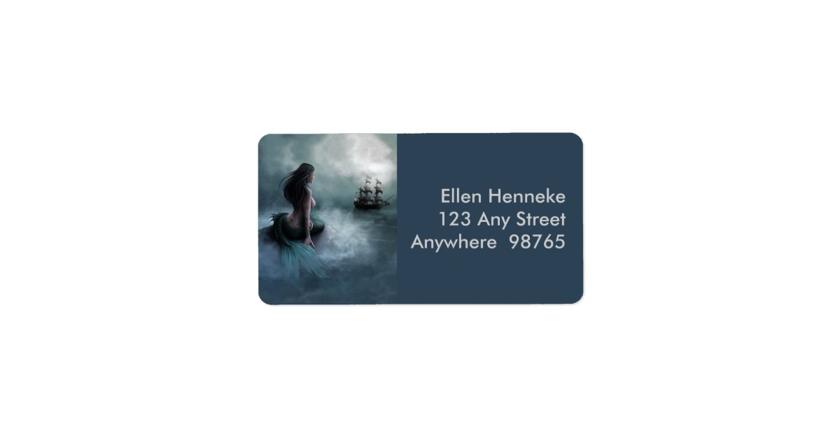 Mermaid and Pirate Ship Label | Zazzle