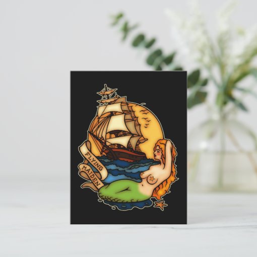 Mermaid and Pirate Ship Postcard | Zazzle