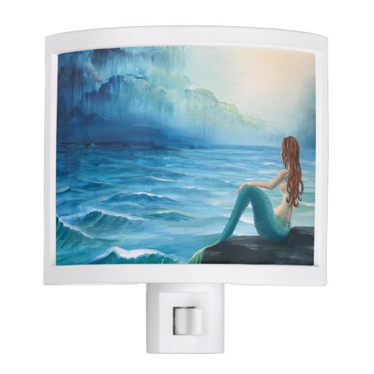 Mermaid and Ship on Stormy Sea Fantasy Night Light | Zazzle.com