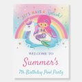 Mermaid and Unicorn Pool Birthday Party Welcome Foam Board | Zazzle