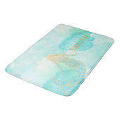 Mermaid Aqua Gold Sparkle Bath Mat | Zazzle
