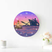 Mermaid at sunset wall clock | Zazzle