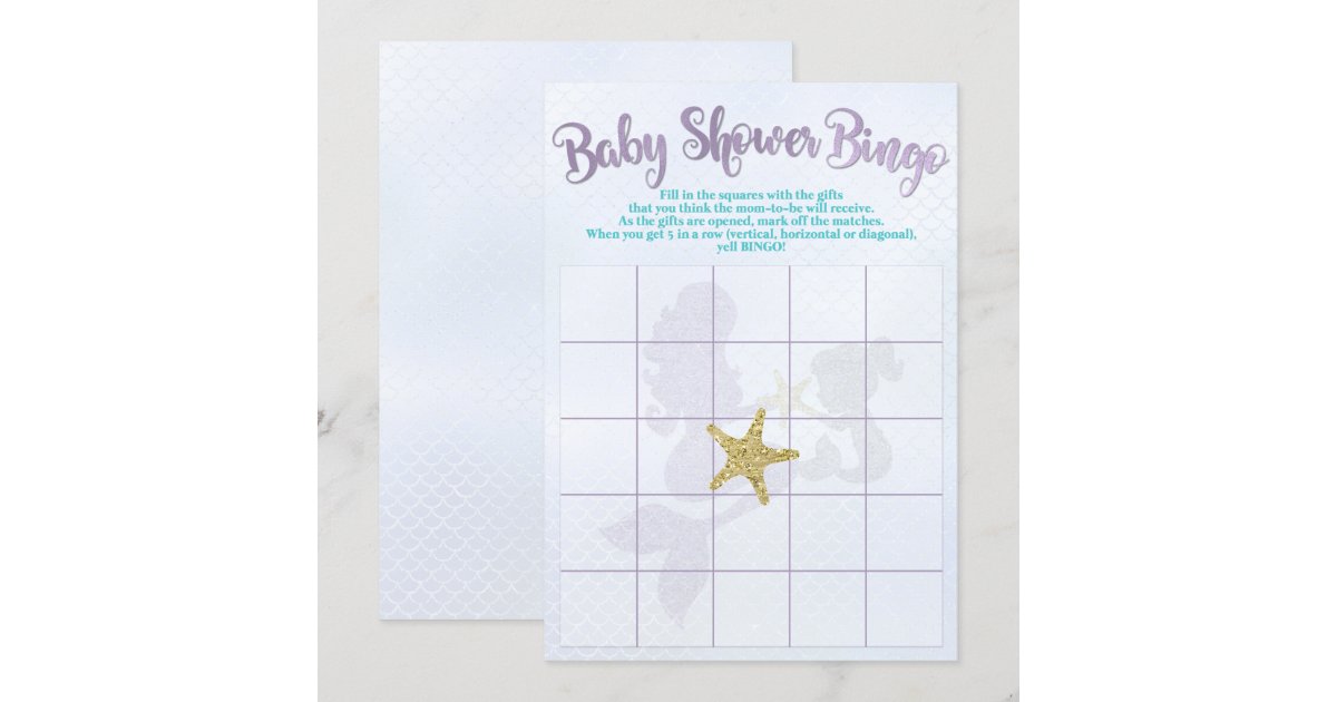 Mermaid Baby Shower Bingo Cards | Zazzle
