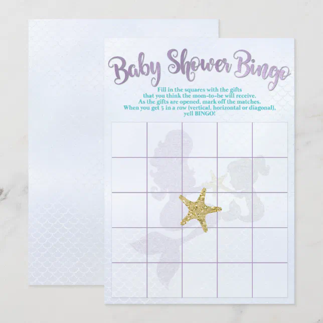 Mermaid Baby Shower Bingo Cards | Zazzle