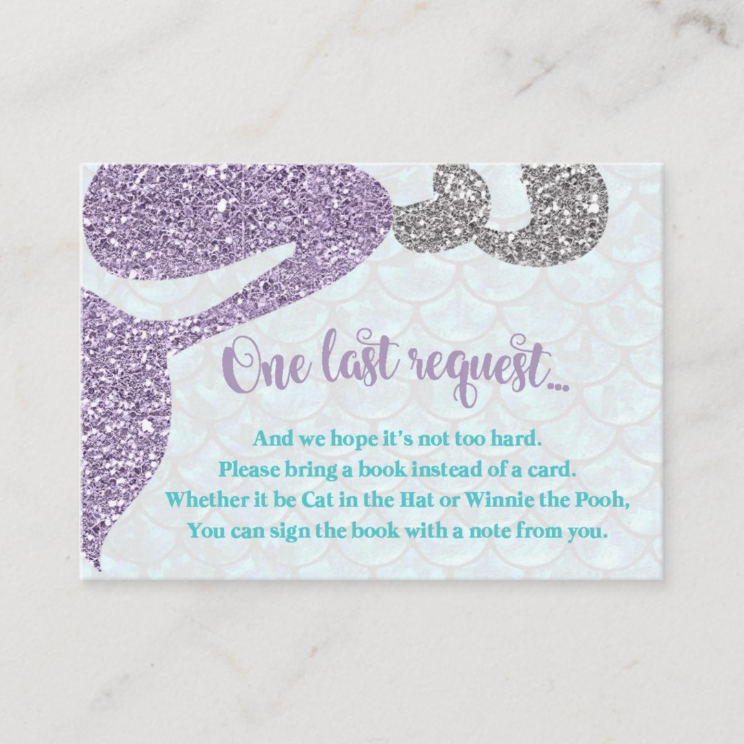 Mermaid Baby Shower Book Request Insert Card | Zazzle