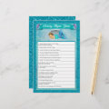 Mermaid Baby Shower Nursery Rhyme Game #130 | Zazzle