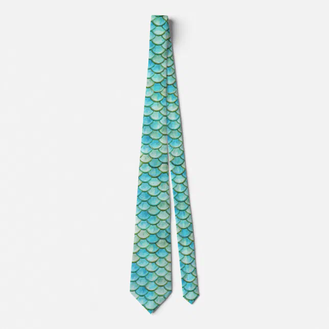 Mermaid Beach Fish Scales Wedding Necktie | Zazzle