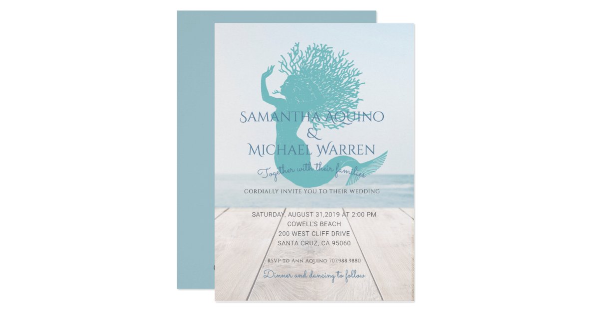Mermaid Beach Or Lakeside Wedding Invitation | Zazzle.com