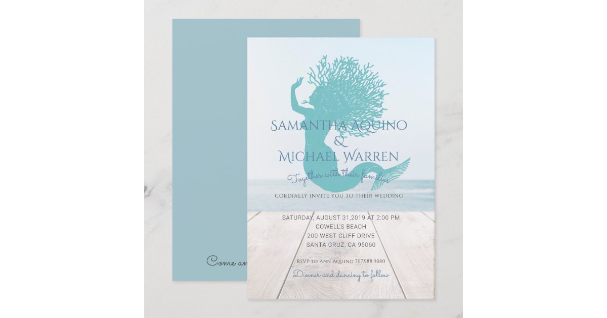 Mermaid Beach Or Lakeside Wedding Invitation | Zazzle