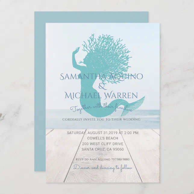 Mermaid Beach Or Lakeside Wedding Invitation | Zazzle