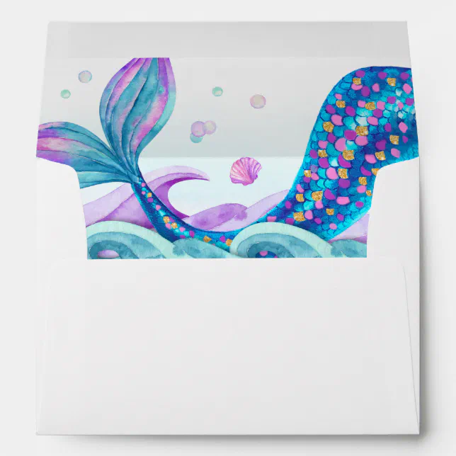 Mermaid Birthday Invitation Envelope | Zazzle