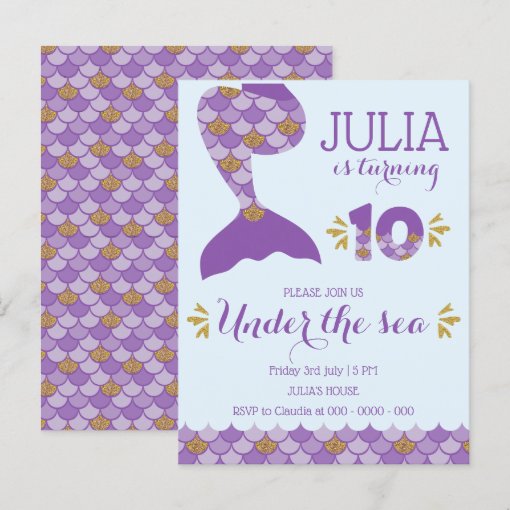 Mermaid Birthday Mermaid Number 10 Invitation Postcard | Zazzle