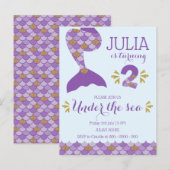 Mermaid Birthday Mermaid Number 2 Invitation Postcard | Zazzle