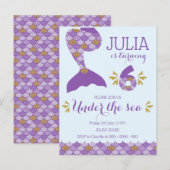 Mermaid Birthday Mermaid Number 6 Invitation Postcard | Zazzle