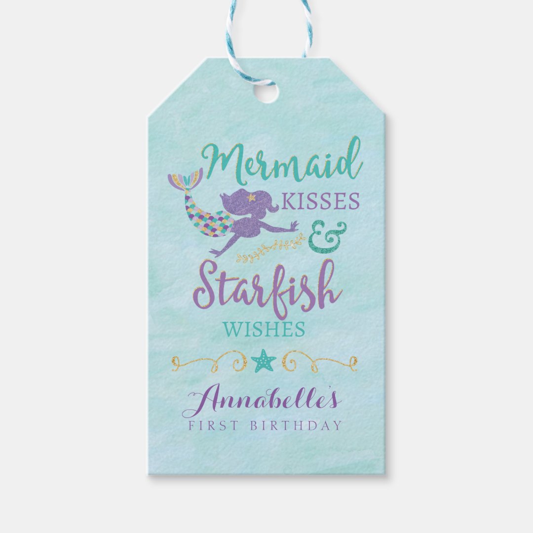 Mermaid Birthday Party Gift Favor Tags | Zazzle
