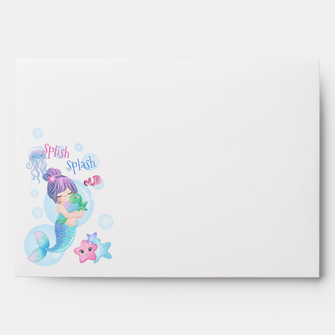 Mermaid Birthday Party Invitation Envelope | Zazzle