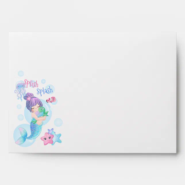 Mermaid Birthday Party Invitation Envelope | Zazzle